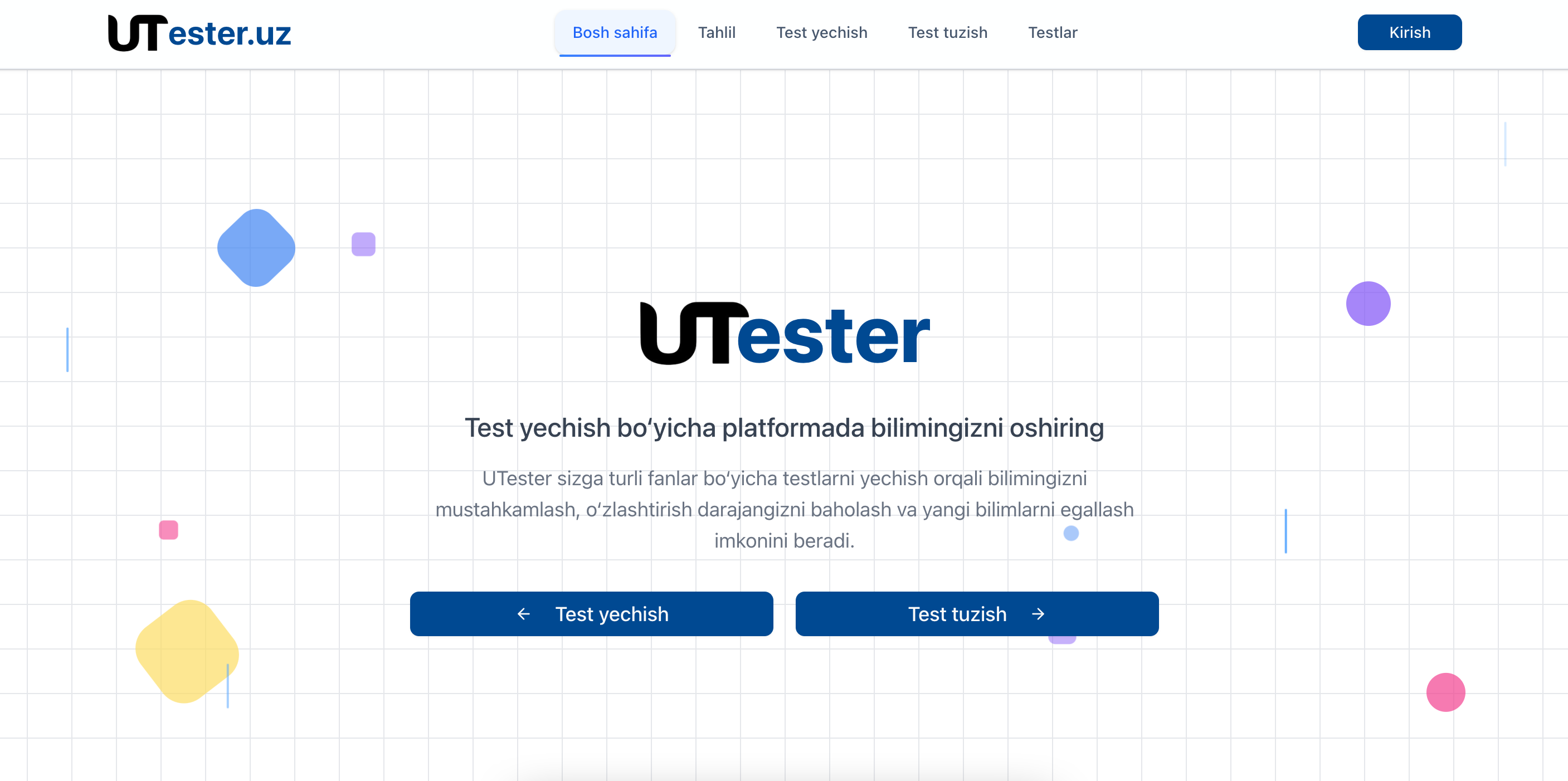 UTester - Test Tuzish va Yechish Platformasi